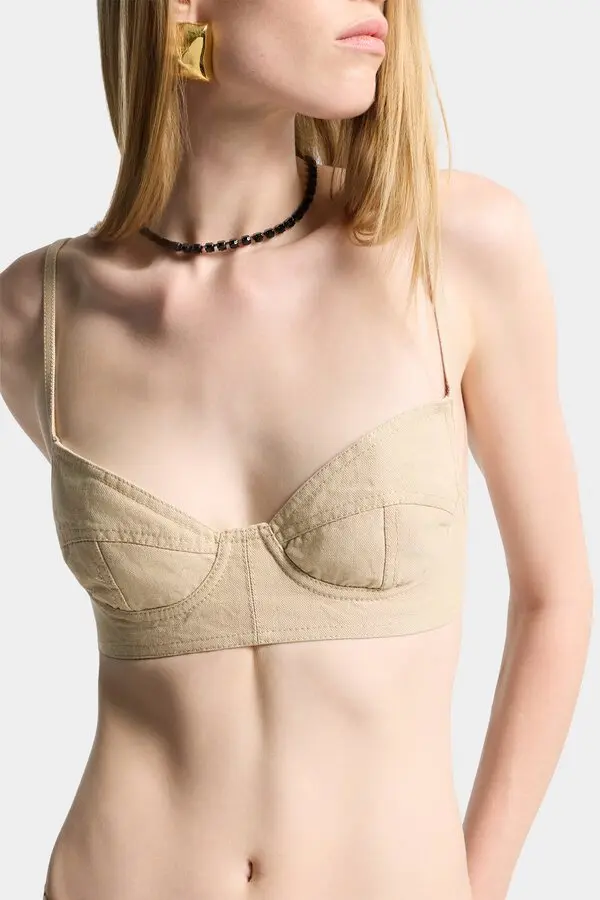 Dsquared2 Oxford Denim Bra Top - Black