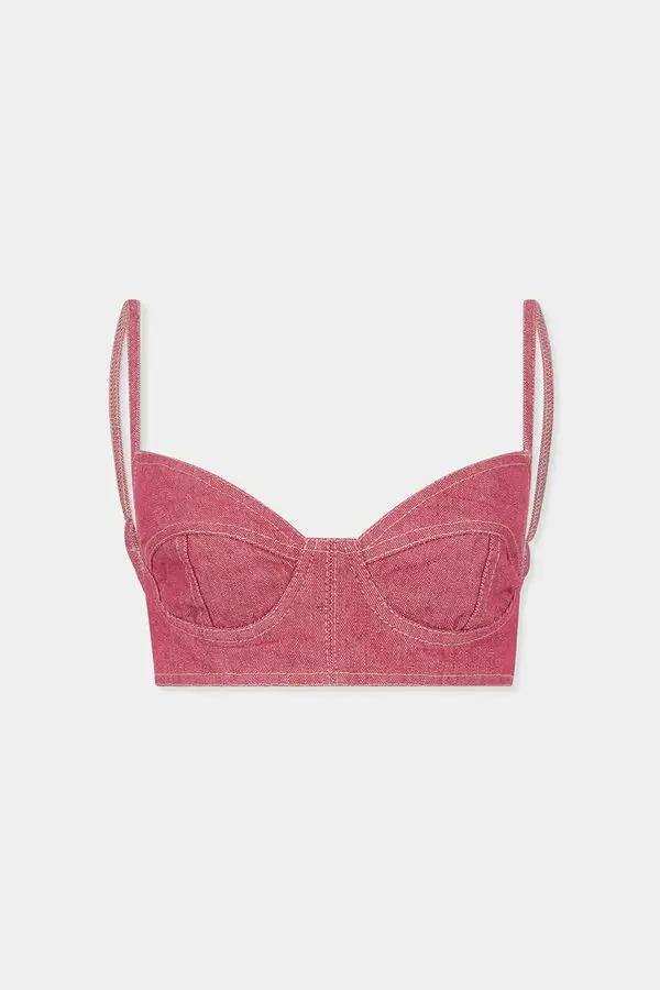 Dsquared2 Oxford Denim Bra Top - Red