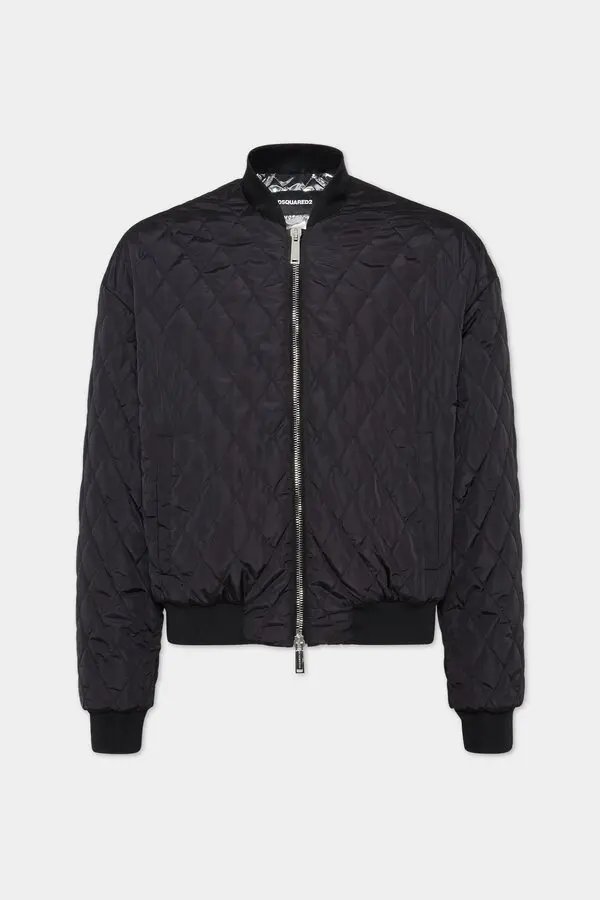 Dsquared2 Quilted Bomber Jacket With Logo Detail - Black