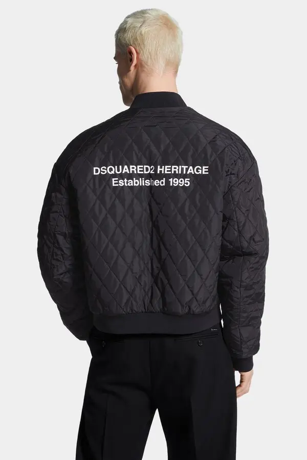 Dsquared2 Quilted Bomber Jacket With Logo Detail