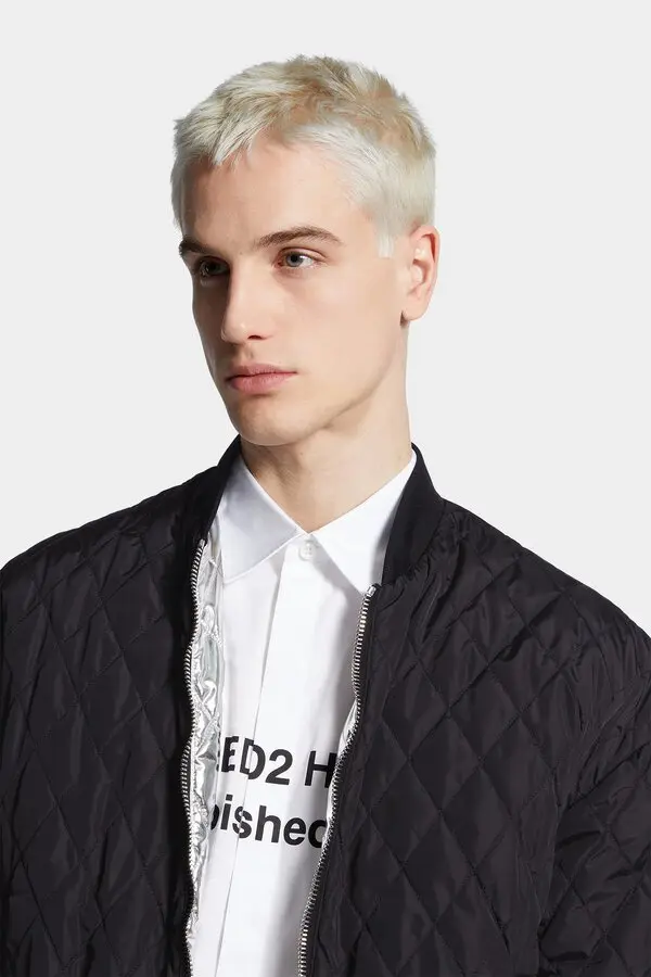 Dsquared2 Quilted Bomber Jacket With Logo Detail