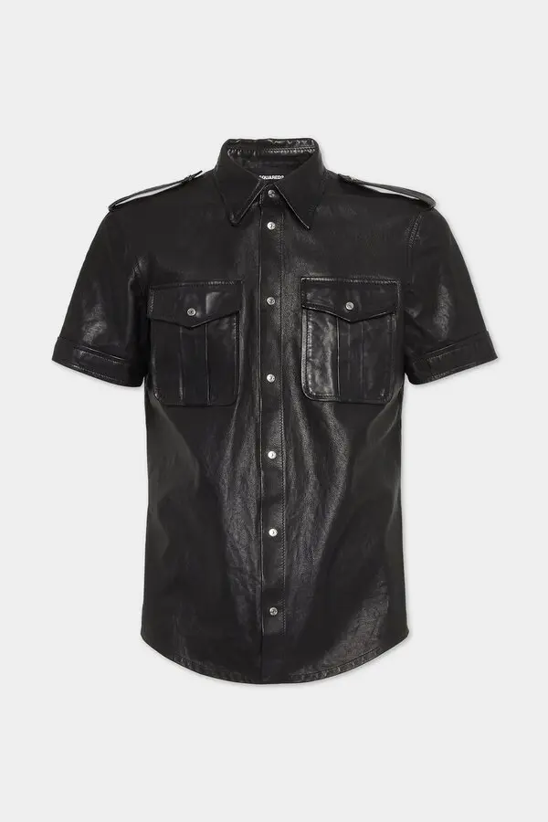 Dsquared2 Leather Short Sleeve Shirt - Black