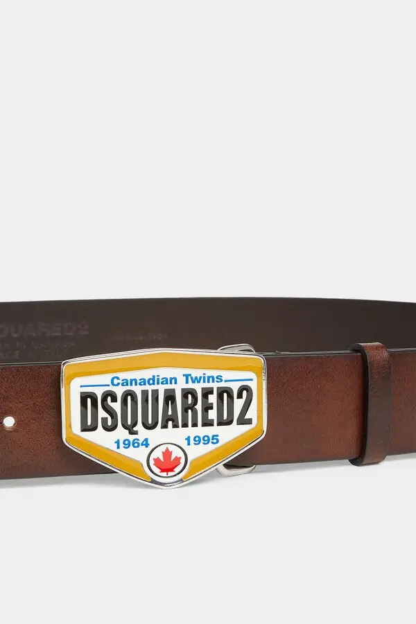 Dsquared2 Logo Plaque Leather Belt - Brown