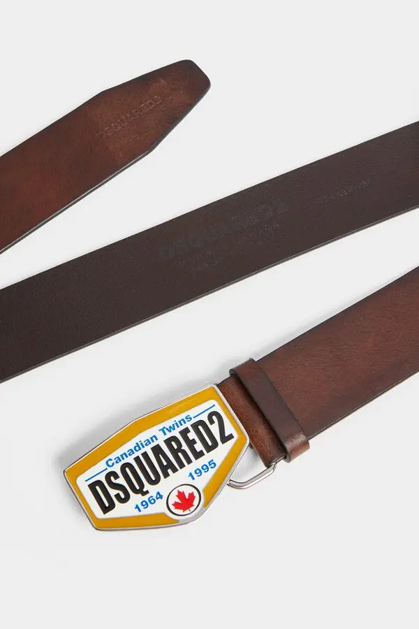 Dsquared2 Logo Plaque Leather Belt - Brown