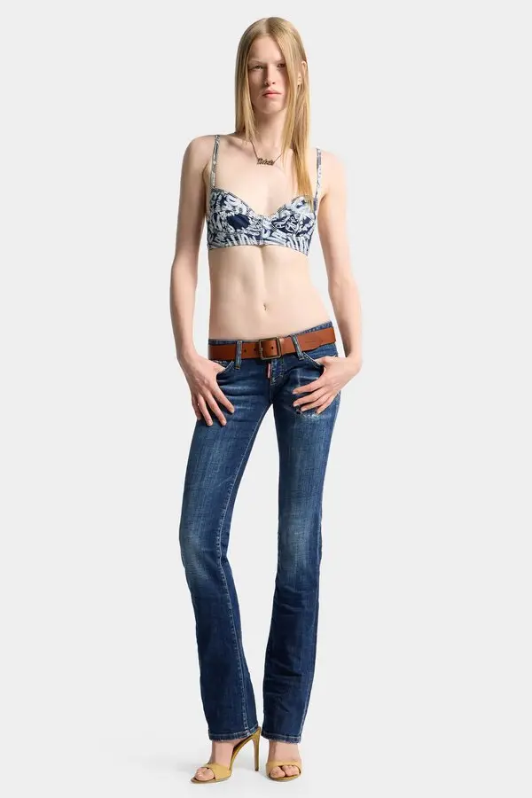 Dsquared2 Rebel Hibiscus Dark Flower Wash Tiki Bra