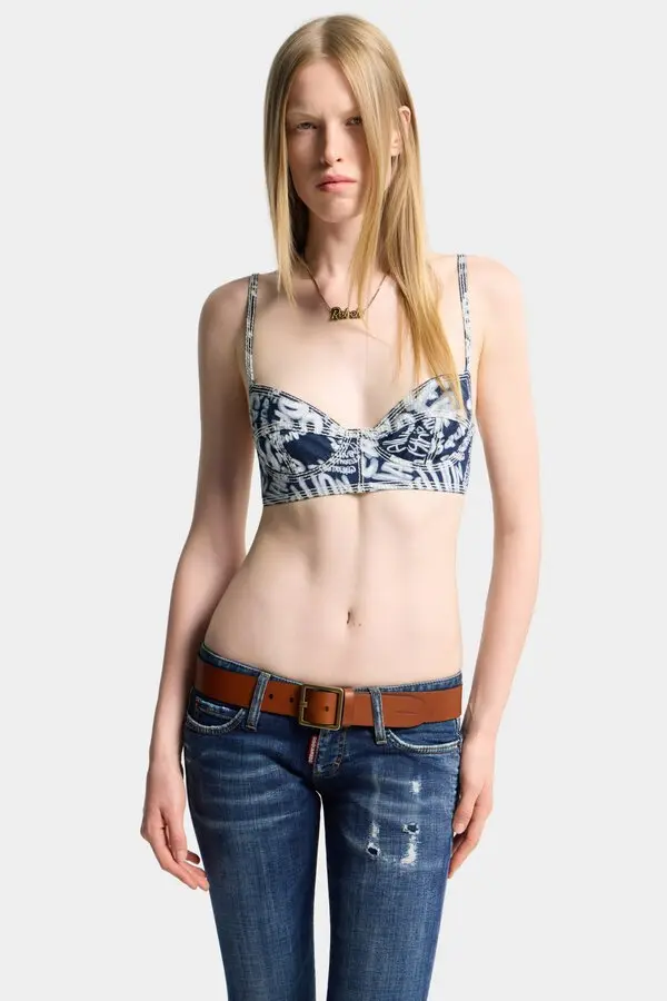 Dsquared2 Rebel Hibiscus Dark Flower Wash Tiki Bra