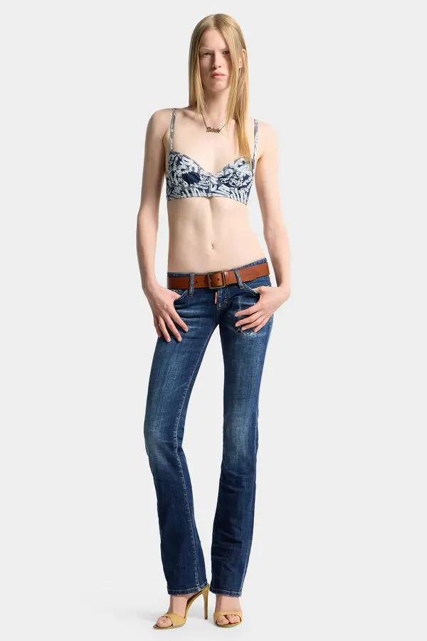 Dsquared2 Rebel Hibiscus Dark Flower Wash Tiki Bra