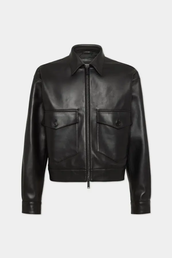 Dsquared2 Leather Blouson Jacket - Black