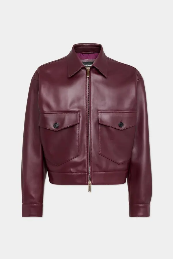 Dsquared2 Leather Blouson Jacket - Blue