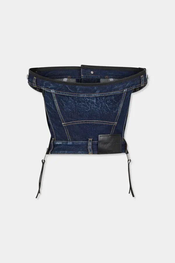 Dsquared2 Dark Wash Denim Off-the-shoulder Top - Blue