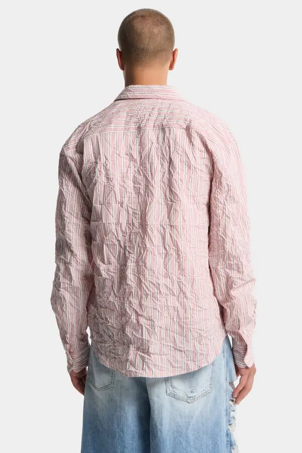 Dsquared2 Crinkled Pinstripe Silk Oversized Shirt