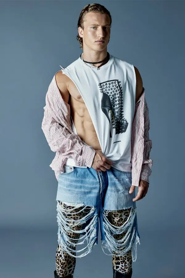 Dsquared2 Crinkled Pinstripe Silk Oversized Shirt