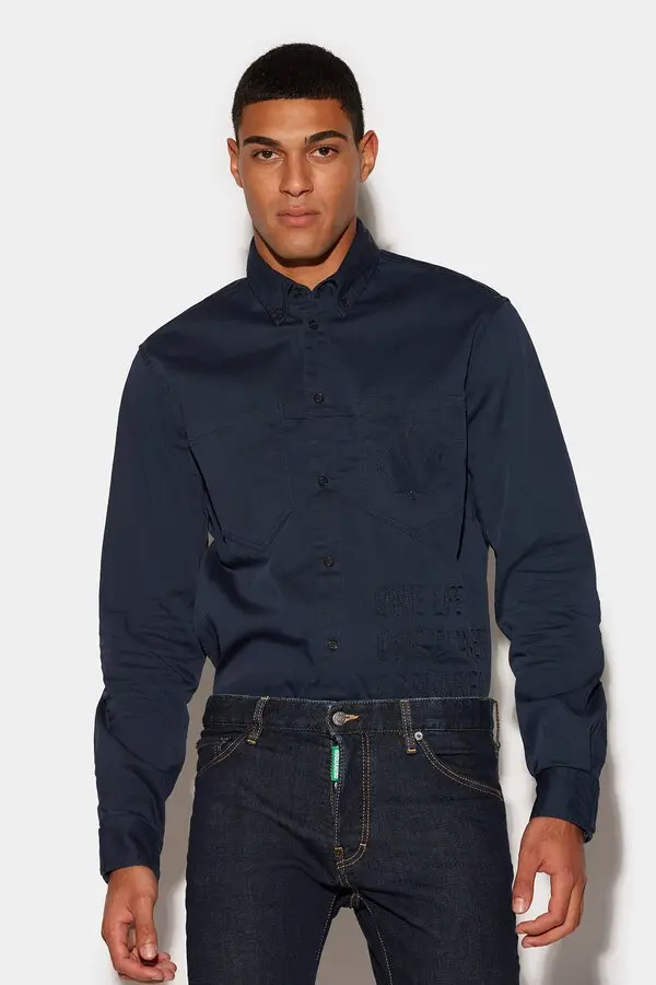 Dsquared2 One Life" Embossed Logo Shirt - Blue