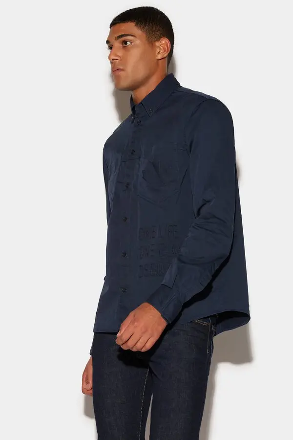Dsquared2 One Life" Embossed Logo Shirt - Blue