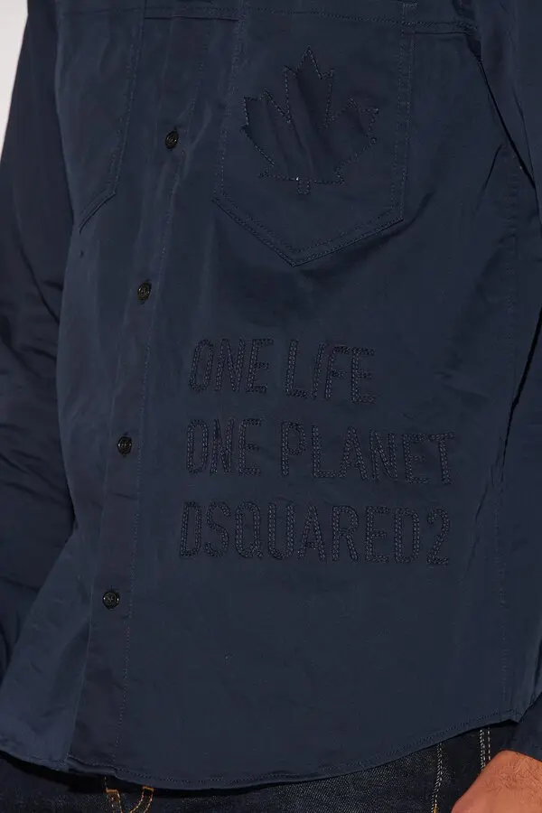 Dsquared2 One Life" Embossed Logo Shirt - Blue