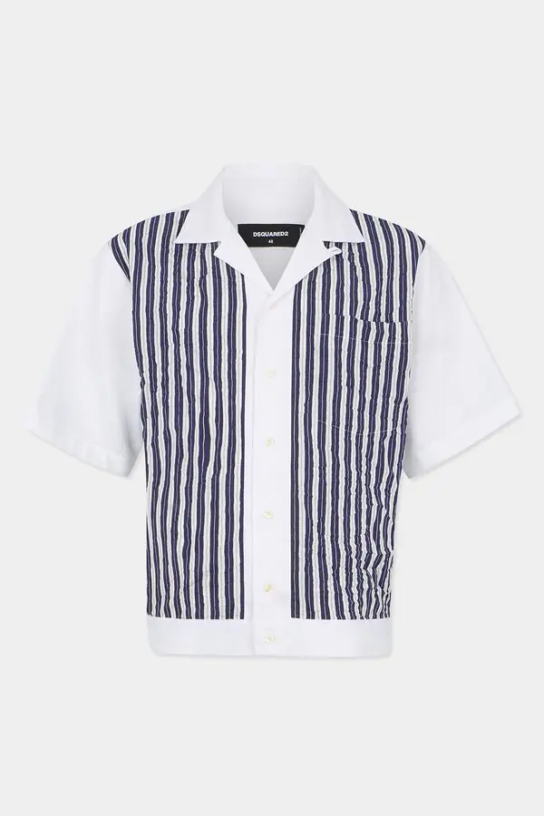 Dsquared2 Crinckled Bowling Shirt - Blue