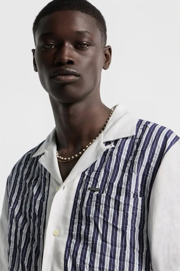 Dsquared2 Crinkled Stripe Bowling Shirt