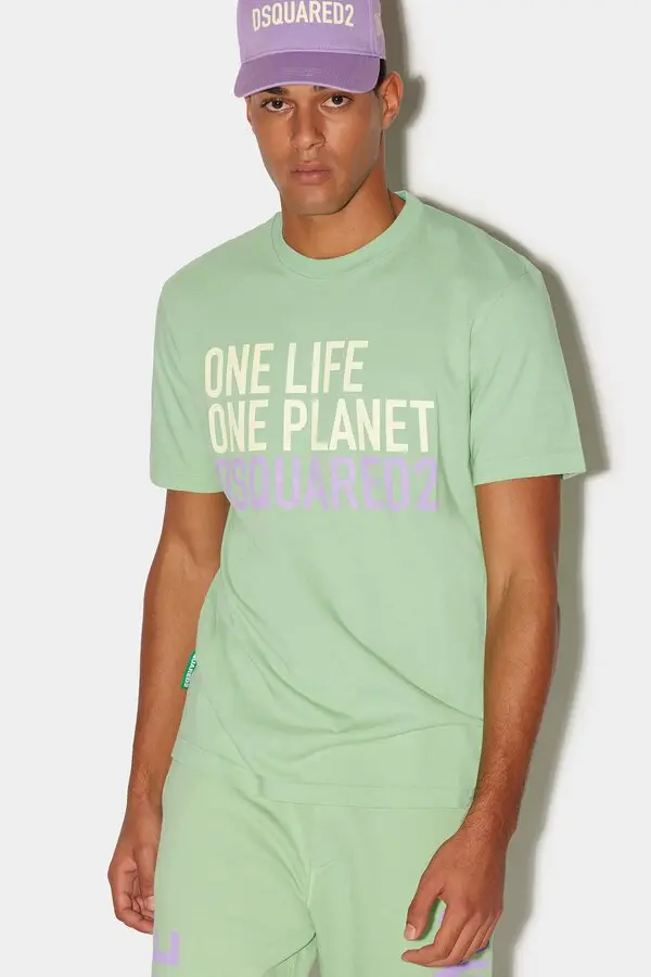 Dsquared2 One Life, One Planet" Printed T-shirt - Blue