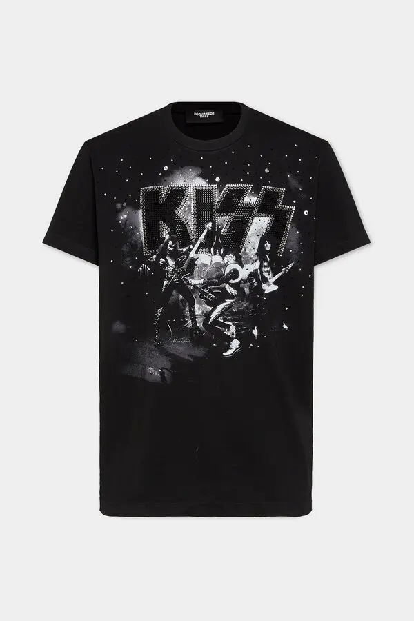 Dsquared2 Kiss X Cigarette Fit T-shirt With Rhinestone Embellishments - Black