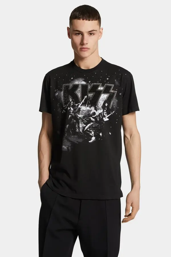 Dsquared2 Kiss X Cigarette Fit T-shirt With Rhinestone Embellishments