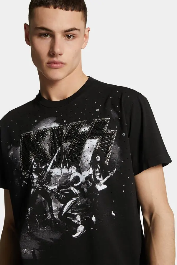 Dsquared2 Kiss X Cigarette Fit T-shirt With Rhinestone Embellishments