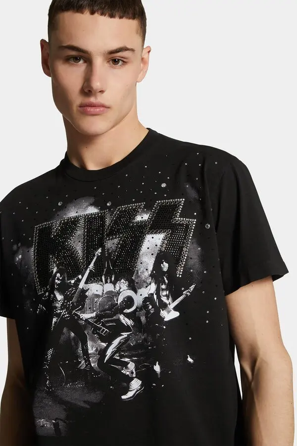 Dsquared2 Kiss X Cigarette Fit T-shirt With Rhinestone Embellishments