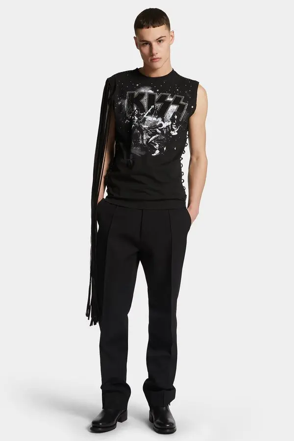 Dsquared2 X Kiss Tour T-shirt With Rhinestone Embellishments And Tassels