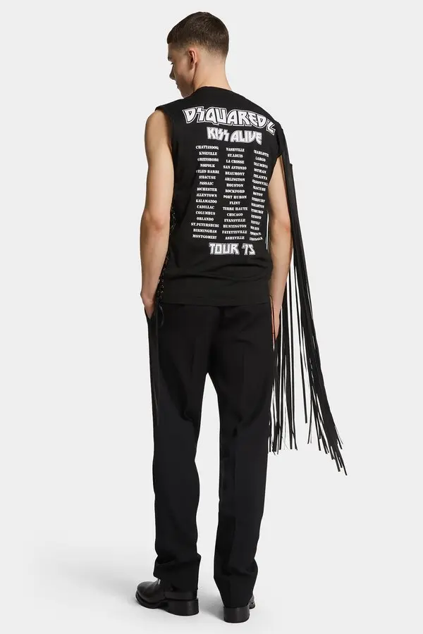 Dsquared2 X Kiss Tour T-shirt With Rhinestone Embellishments And Tassels