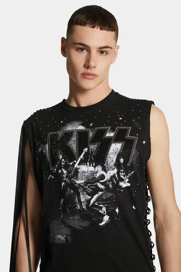 Dsquared2 X Kiss Tour T-shirt With Rhinestone Embellishments And Tassels
