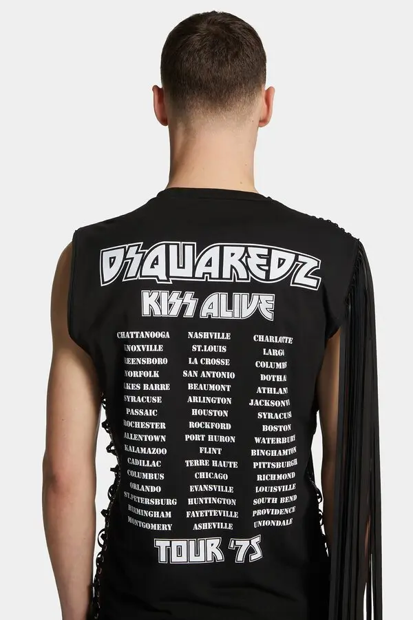 Dsquared2 X Kiss Tour T-shirt With Rhinestone Embellishments And Tassels
