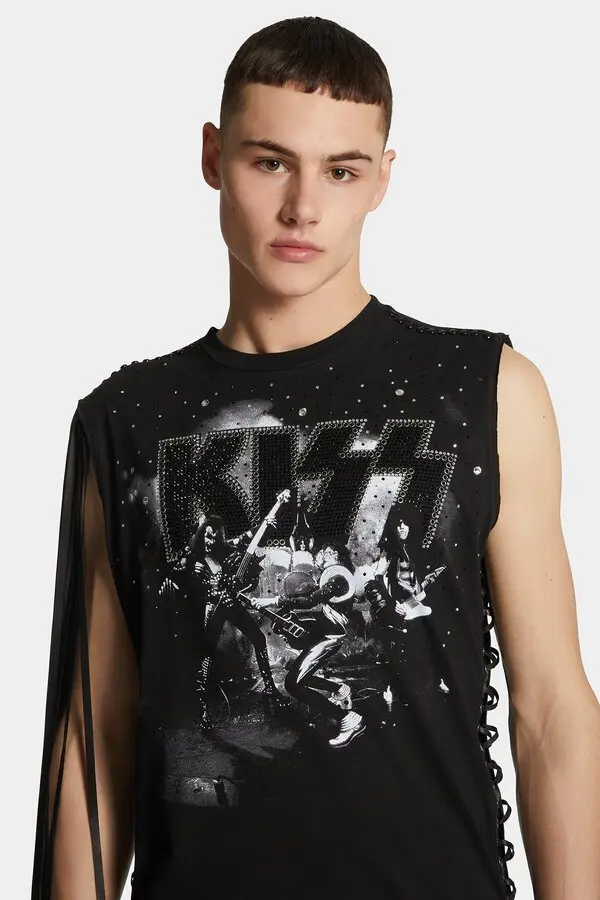 Dsquared2 X Kiss Tour T-shirt With Rhinestone Embellishments And Tassels