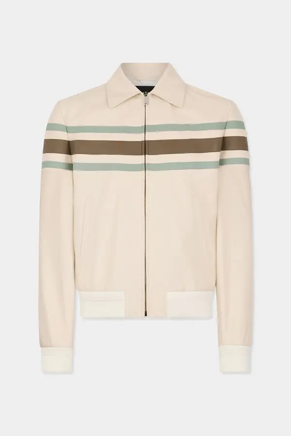 Dsquared2 Leather Blouson Jacket With Striped Detail - Black