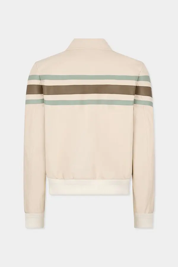 Dsquared2 Leather Blouson Jacket With Striped Detail