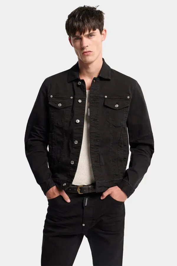 Dsquared2 Garment Dyed Dan Jean Jacket - Black