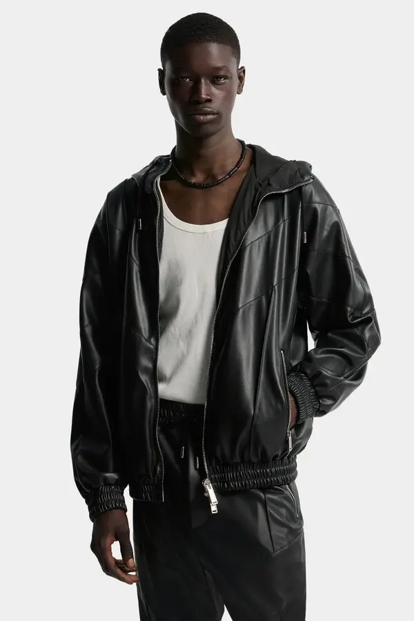 Dsquared2 Faux Leather Zipped Hoodie