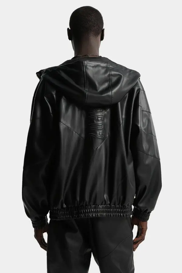 Dsquared2 Faux Leather Zipped Hoodie