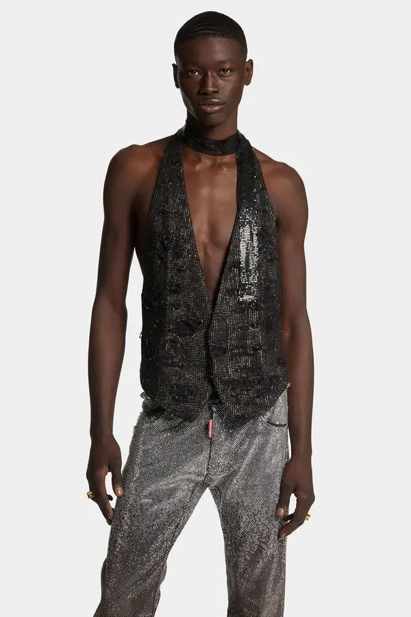 Dsquared2 Gold Lamé Disco Vest