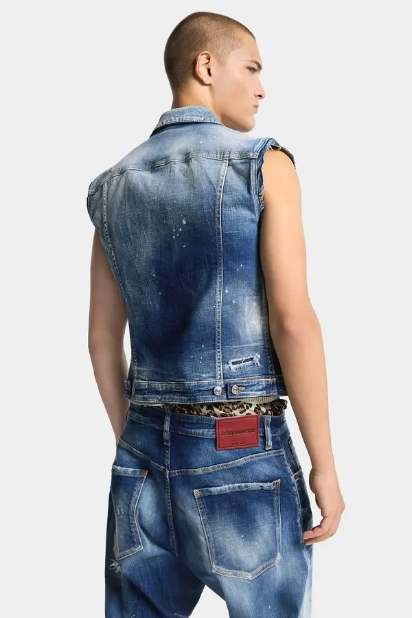 Dsquared2 Medium Wash Classic Denim Vest
