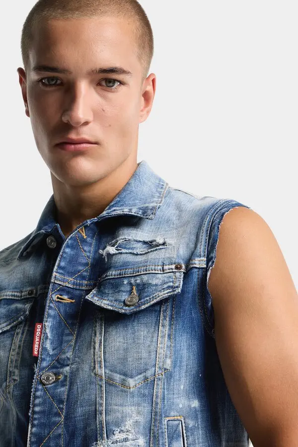 Dsquared2 Medium Wash Classic Denim Vest