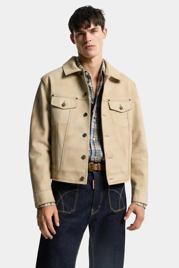 Dsquared2 Leather Jean Jacket