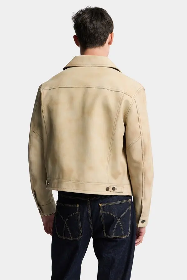 Dsquared2 Leather Jean Jacket