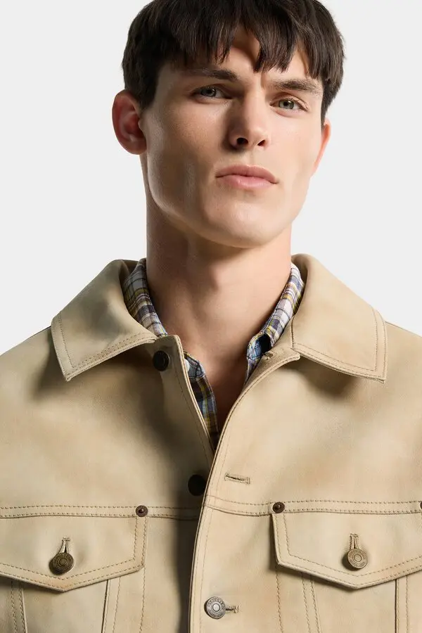 Dsquared2 Leather Jean Jacket