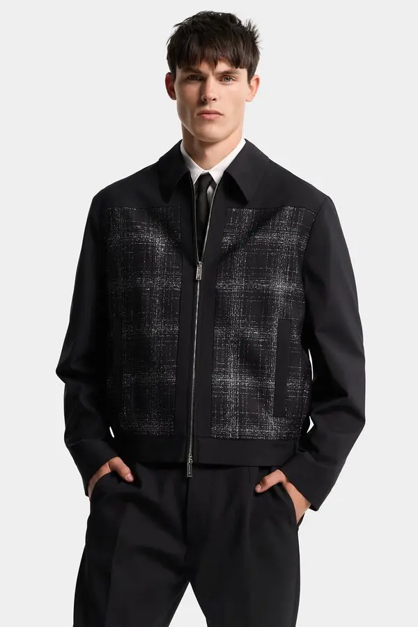 Dsquared2 Evening Bomber Jacket With Checkered Pattern