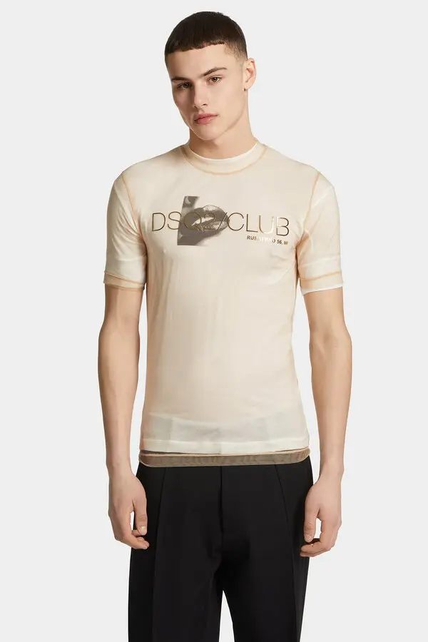 Dsquared2 Double Club" Sheer Crewneck T-shirt - Black