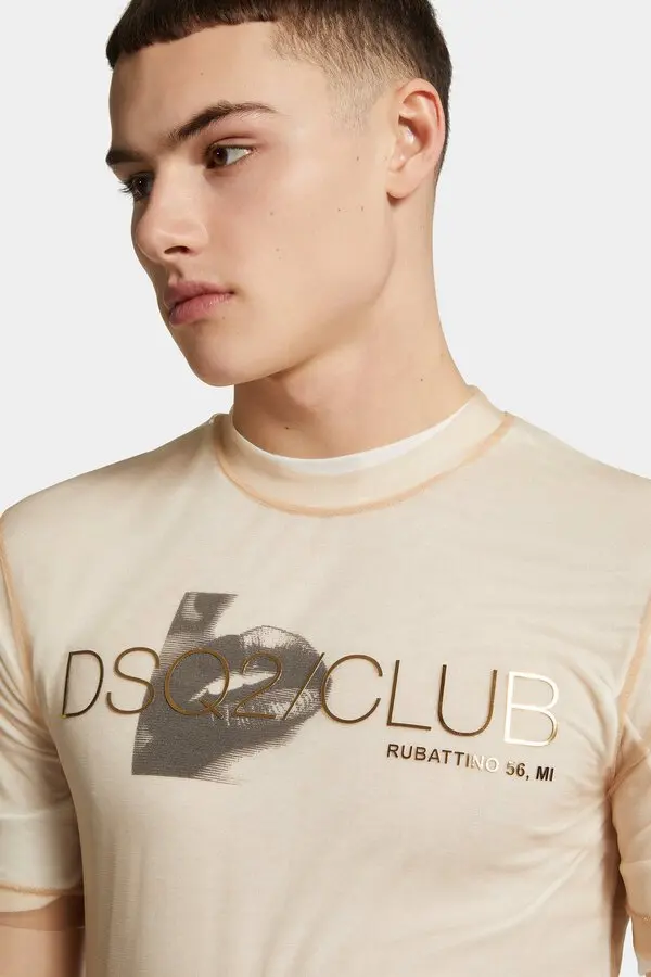 Dsquared2 Double Club" Sheer Crewneck T-shirt - Black