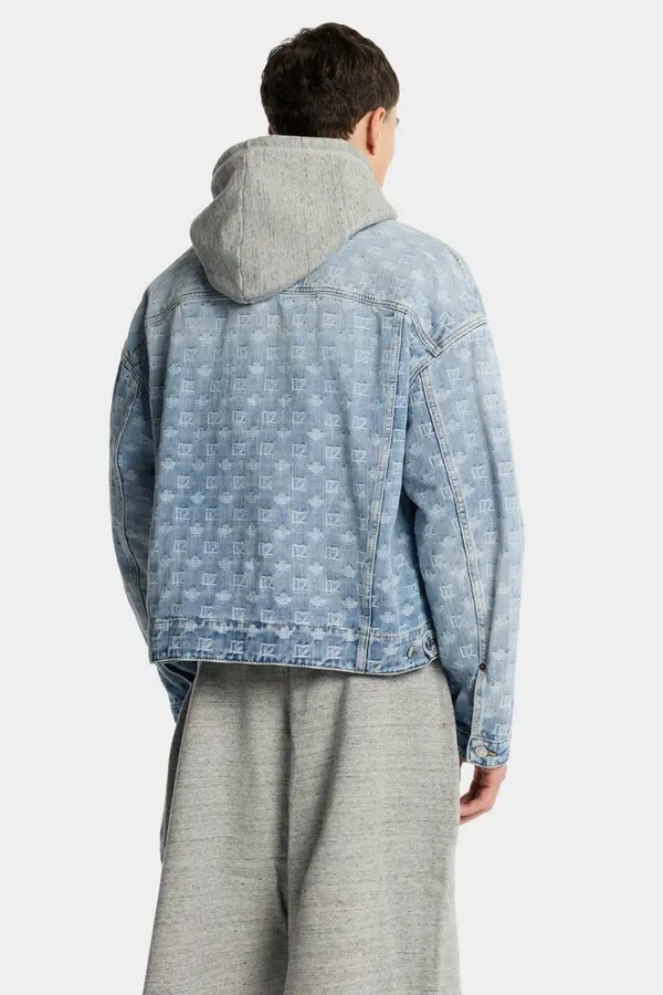 Dsquared2 Light Wash Monogram Denim Utility Jacket