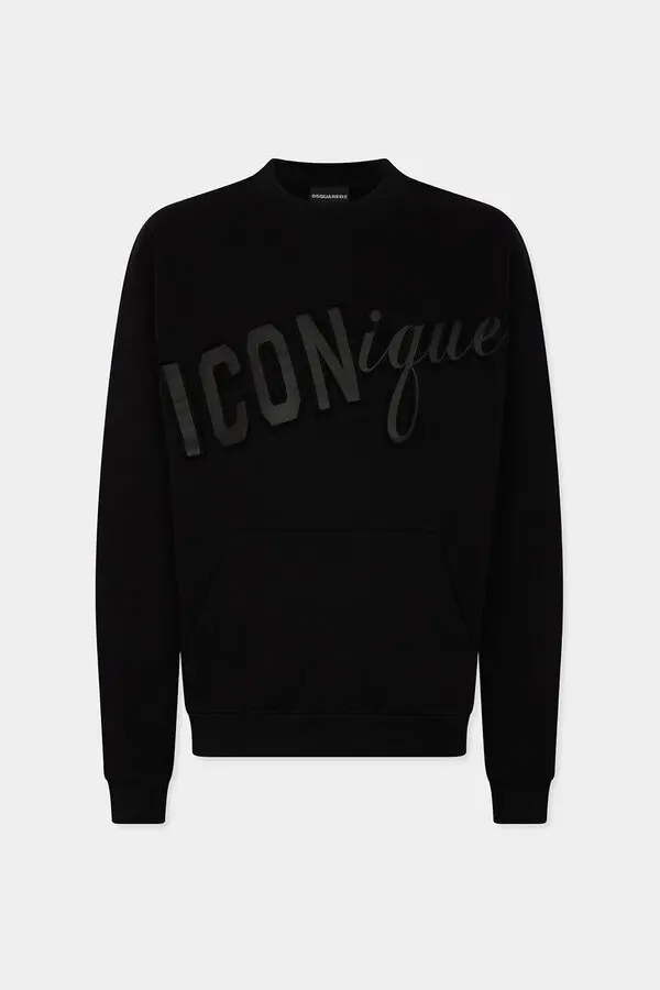 Dsquared2 Iconique Relaxed Fit Crewneck Sweatshirt With Logo - Black