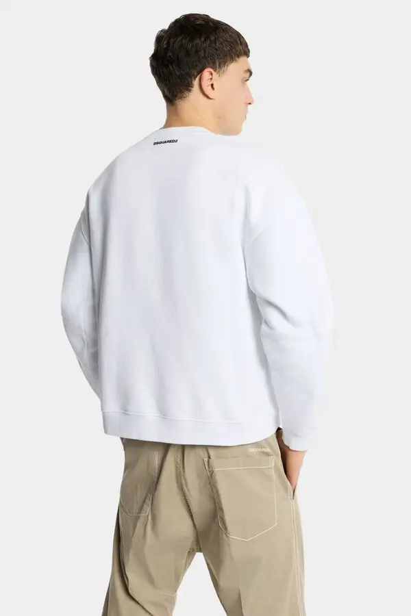 Dsquared2 Iconique Relaxed Fit Crewneck Sweatshirt With Logo - Grey