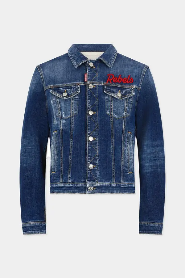 Dsquared2 Dark Smoker Over Denim Jacket With Contrast Stitching And Embroidery