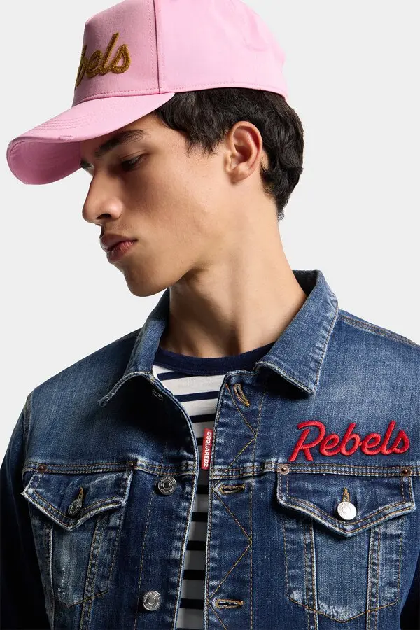 Dsquared2 Dark Smoker Over Denim Jacket With Contrast Stitching And Embroidery